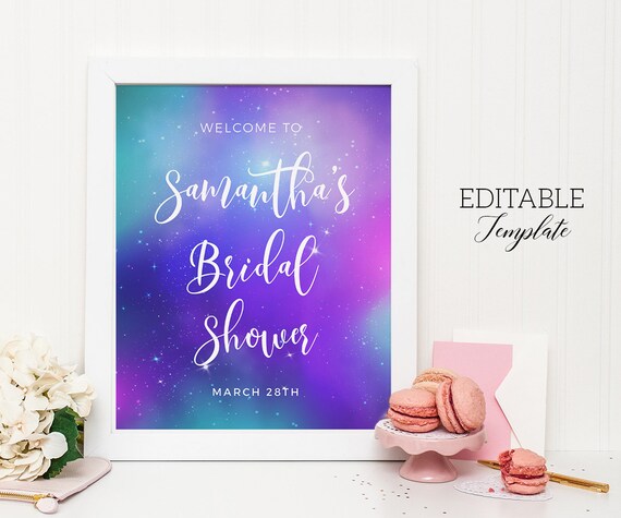 Galaxy Welcome Sign PRINTABLE Space Bridal Shower Sign | Etsy