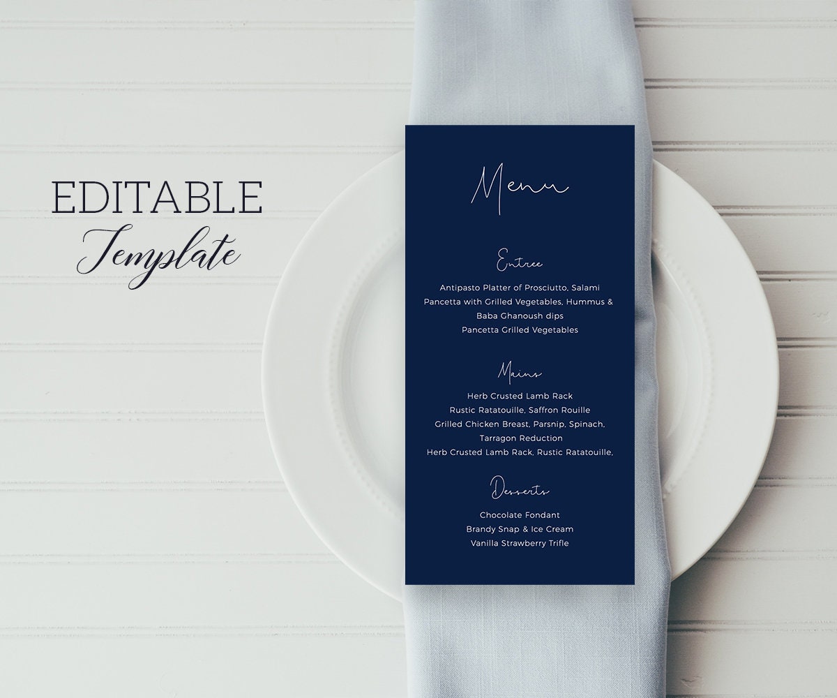 Navy Table Number TEMPLATE Elegant Wedding Table Decor - Etsy Australia