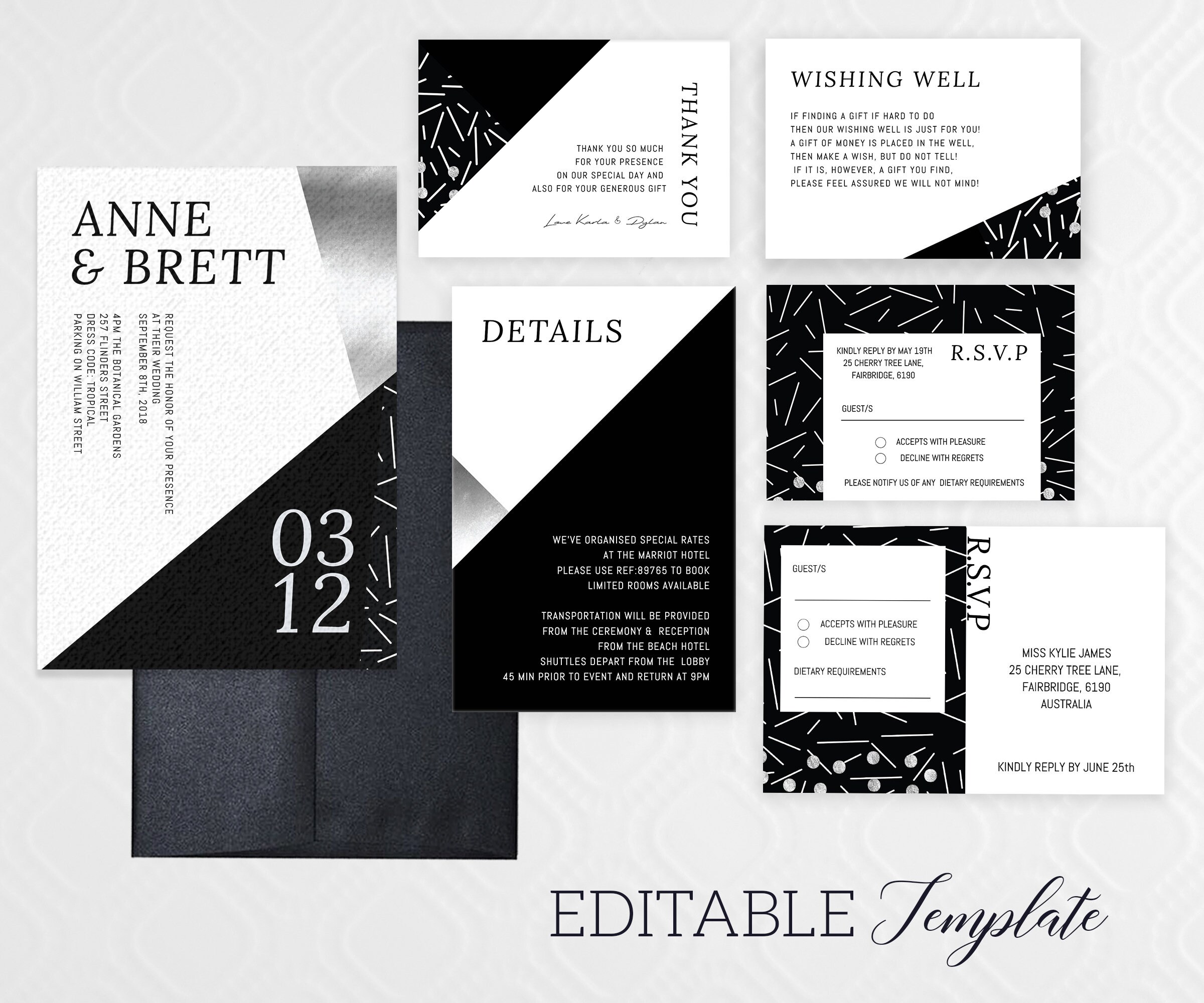 Geometric Welcome Sign TEMPLATE, Black White Engagement Party Sign ...