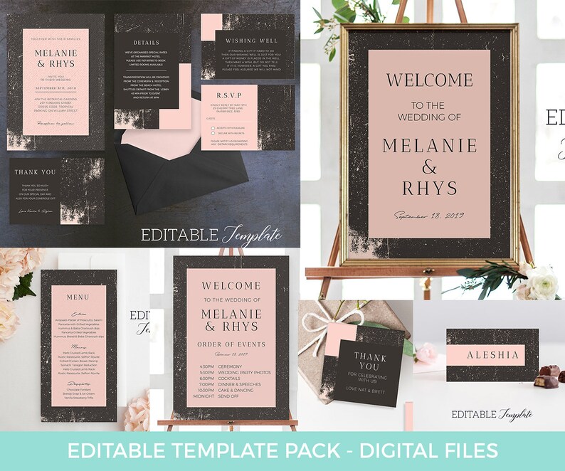 Blush Welcome Sign EDITABLE TEMPLATE Rustic Bridal Shower - Etsy