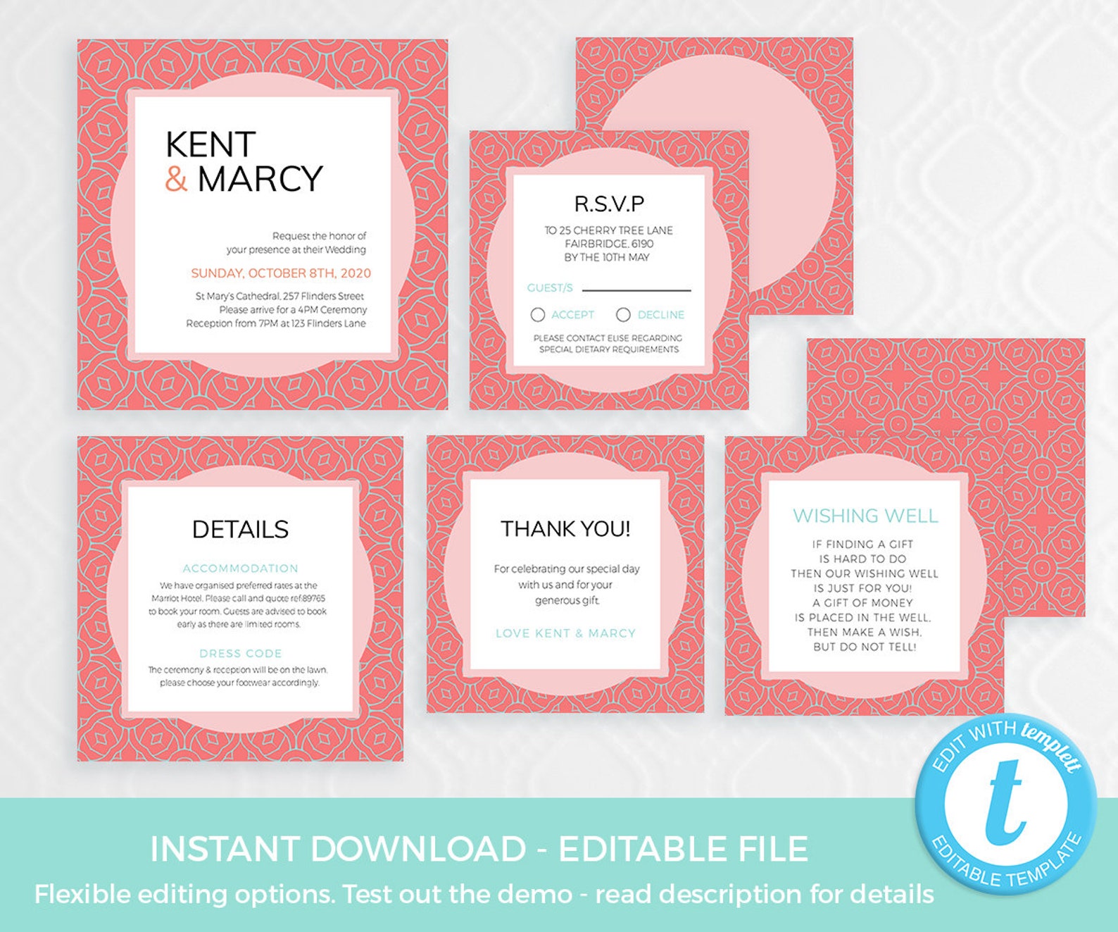 Pink Black Table Number TEMPLATE Art Deco Wedding Table Decor | Etsy