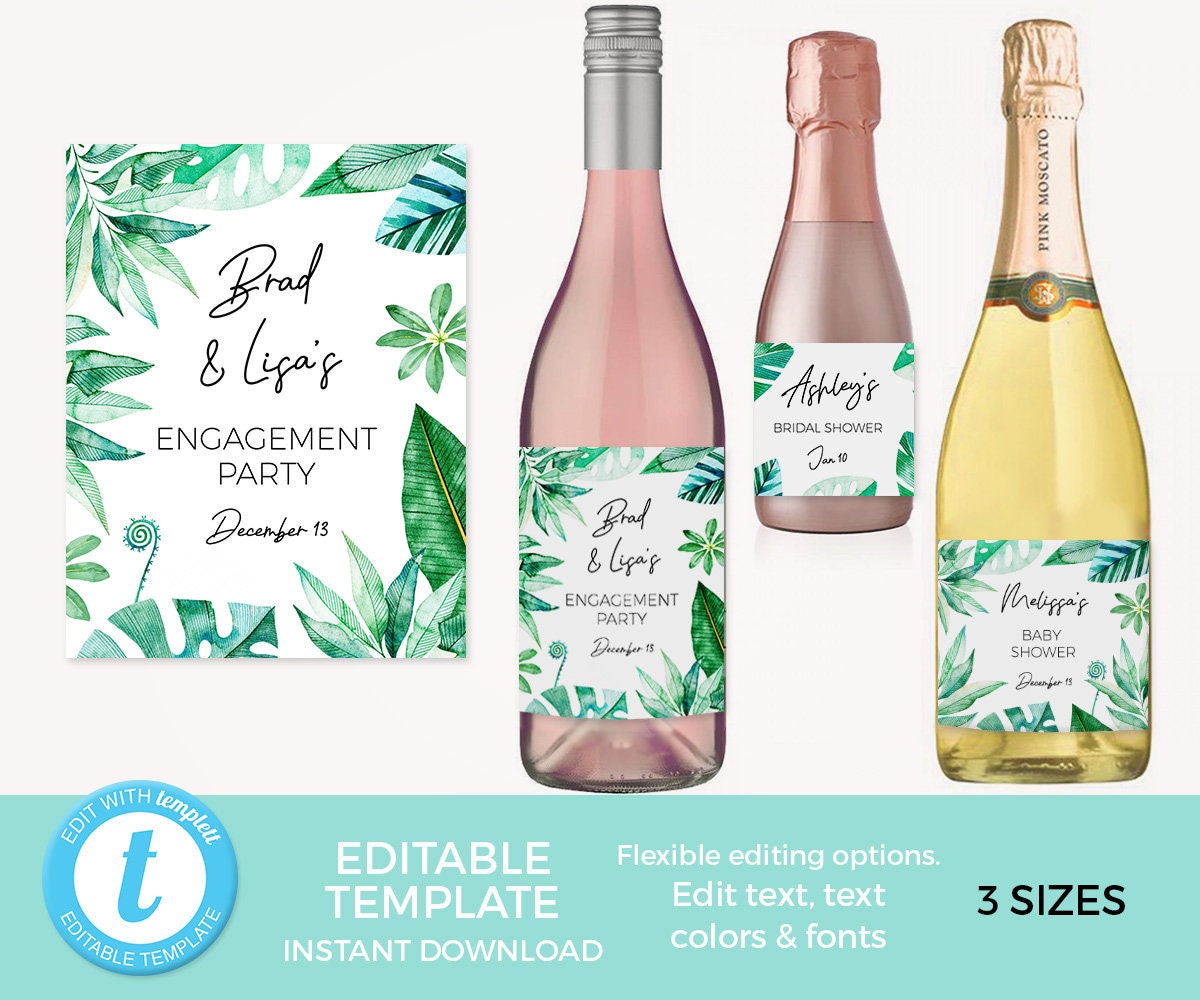 Tropical Name Cards TEMPLATE, EDITABLE Place Cards Printable, Greenery ...