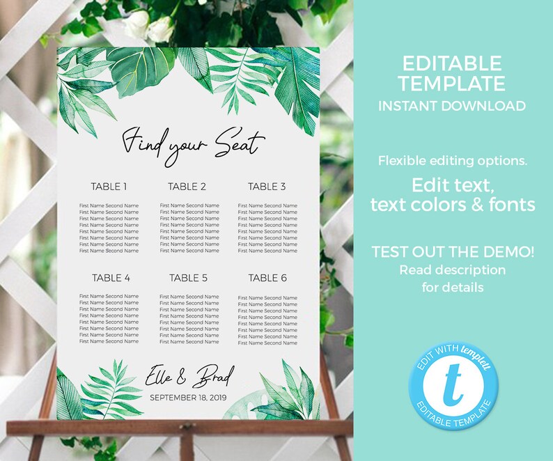 Tropical Name Cards TEMPLATE EDITABLE Place Cards Printable - Etsy ...