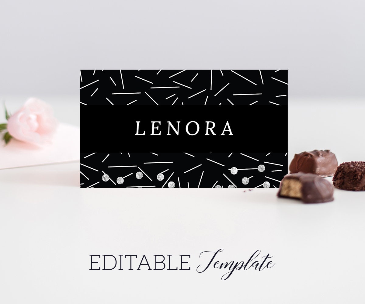 Geometric Welcome Sign TEMPLATE Black White Engagement Party - Etsy ...