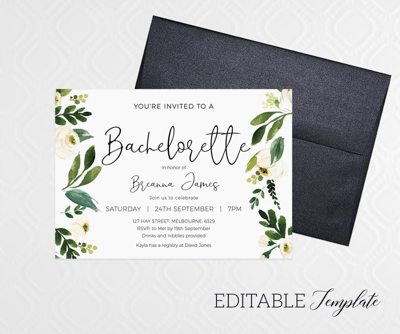 Hens Invites INSTANT DOWNLOAD. Hen Party Invites Rose Gold EDITABLE ...