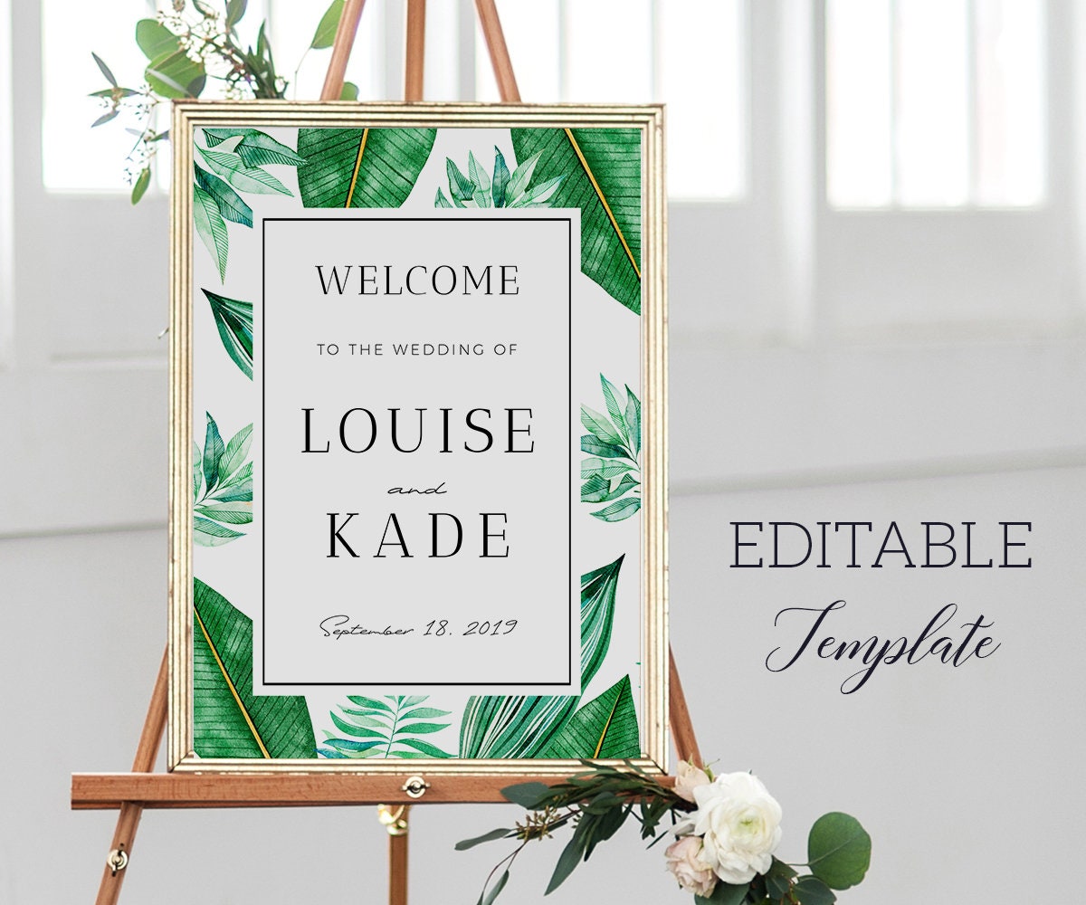 Tropical Menu TEMPLATE, Botanical Wedding Menu PRINTABLE, Designer Menu ...