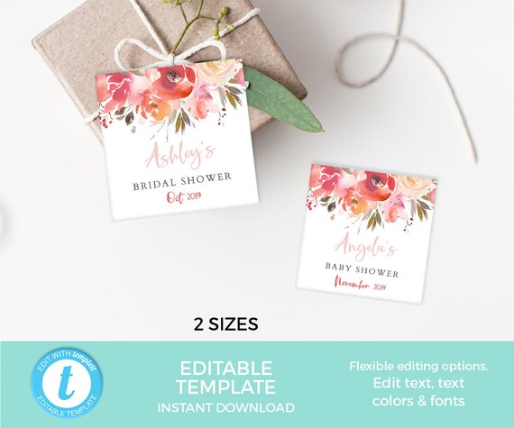 Floral Party Labels EDITABLE Template Printable Labels Blush | Etsy