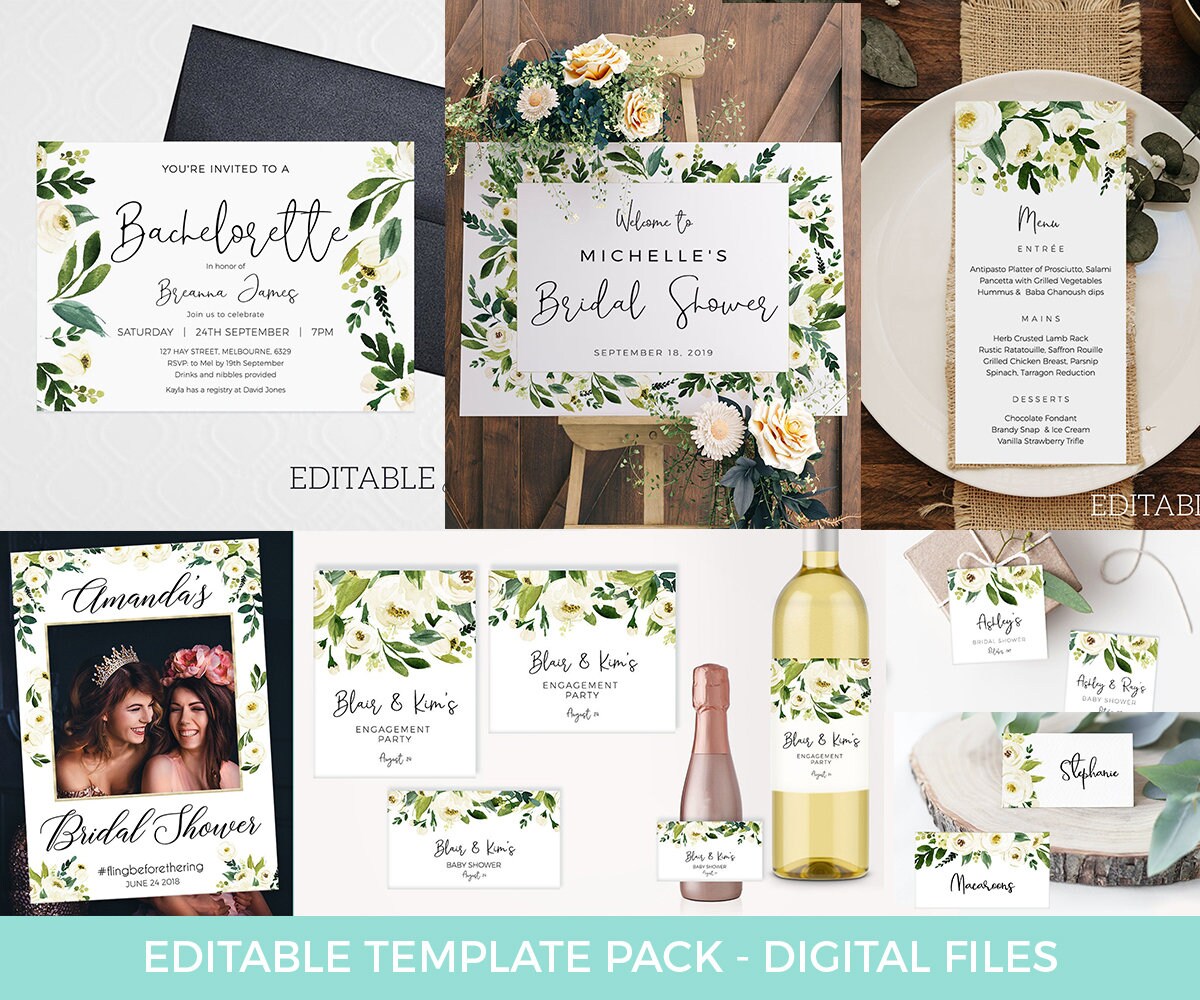 Greenery Kitchen Tea Invitation Template Kitchen Tea Invite | Etsy