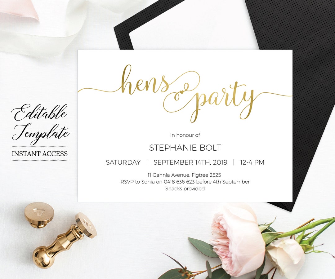 EDITABLE Hen Invitation TEMPLATE Download, Hen Party Invites PRINTABLE ...