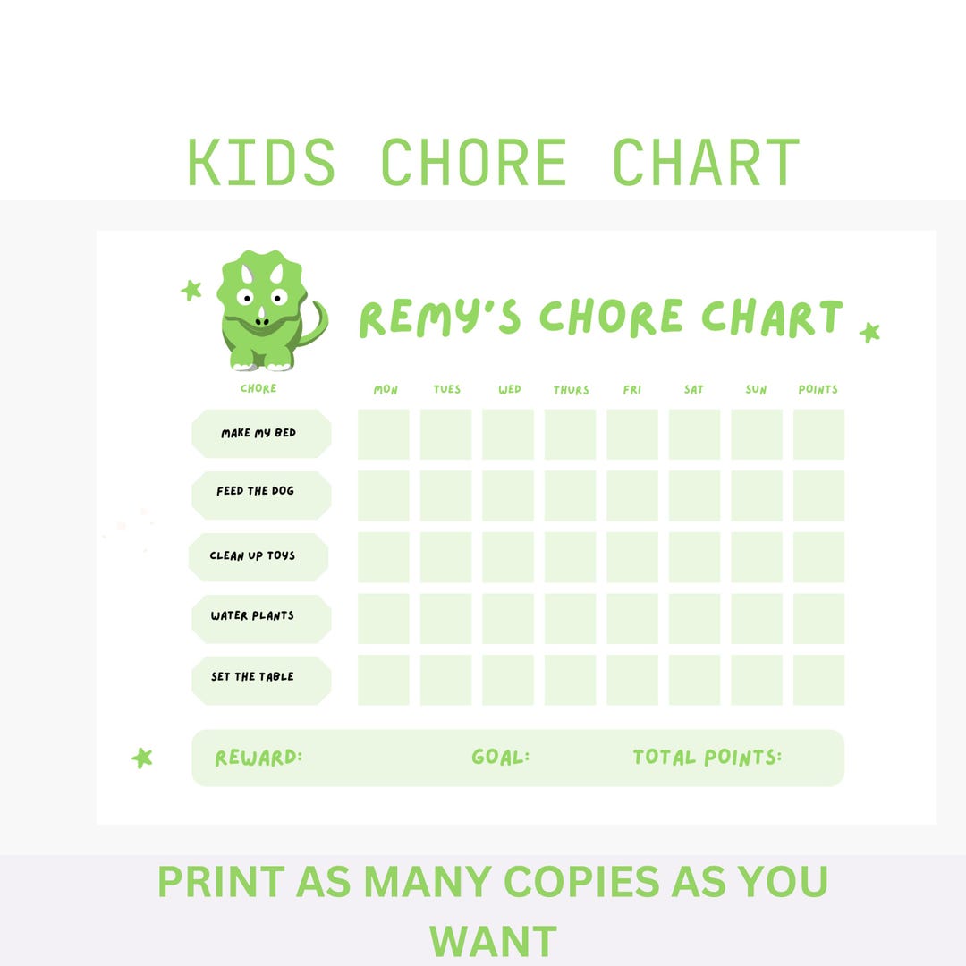 Editable Kids Chore Chart - Printable Responsibility Chart, Daily ...