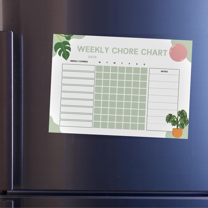 Editable Chore Chart, Printable Cleaning Schedule, Weekly Checklist ...
