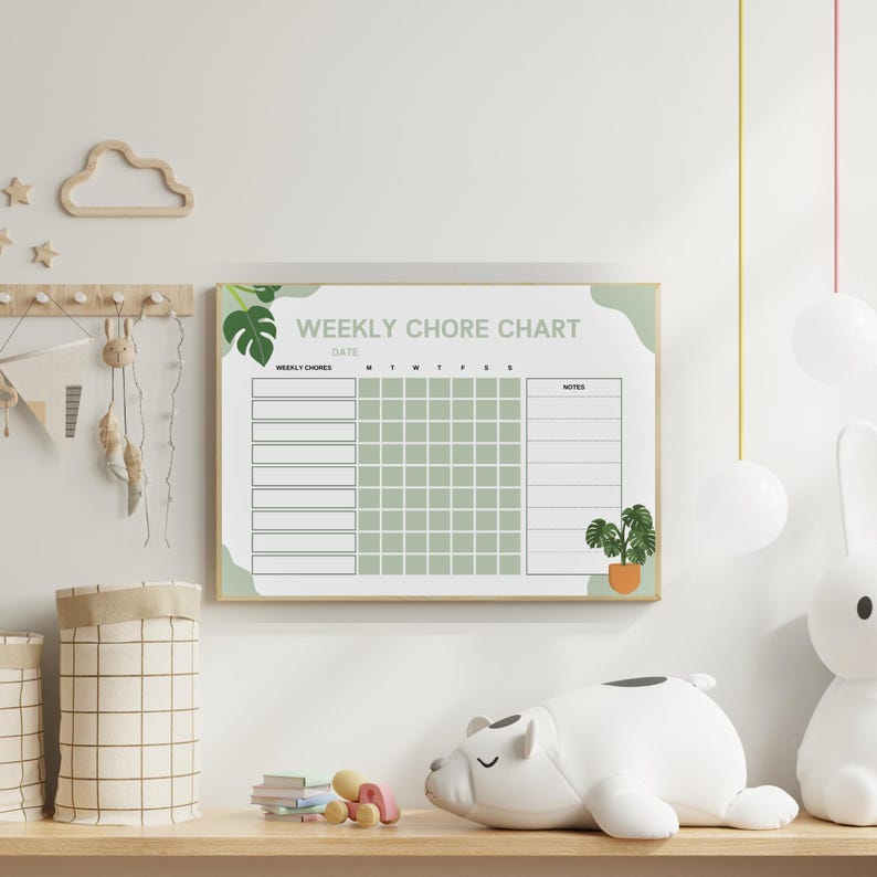 Editable Chore Chart, Printable Cleaning Schedule, Weekly Checklist ...