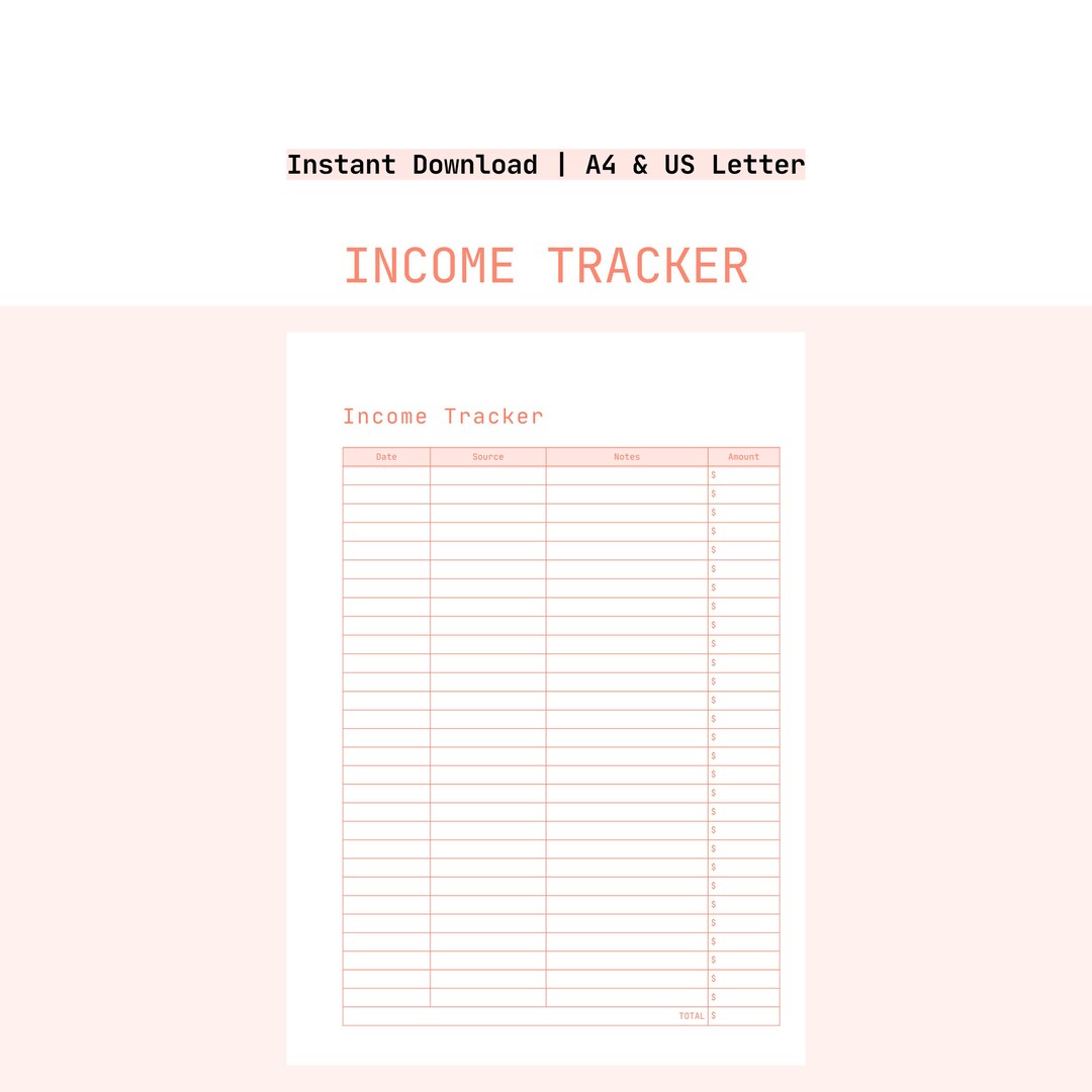 Income Tracker Printable Income & Expense Log Budget Planner Small ...
