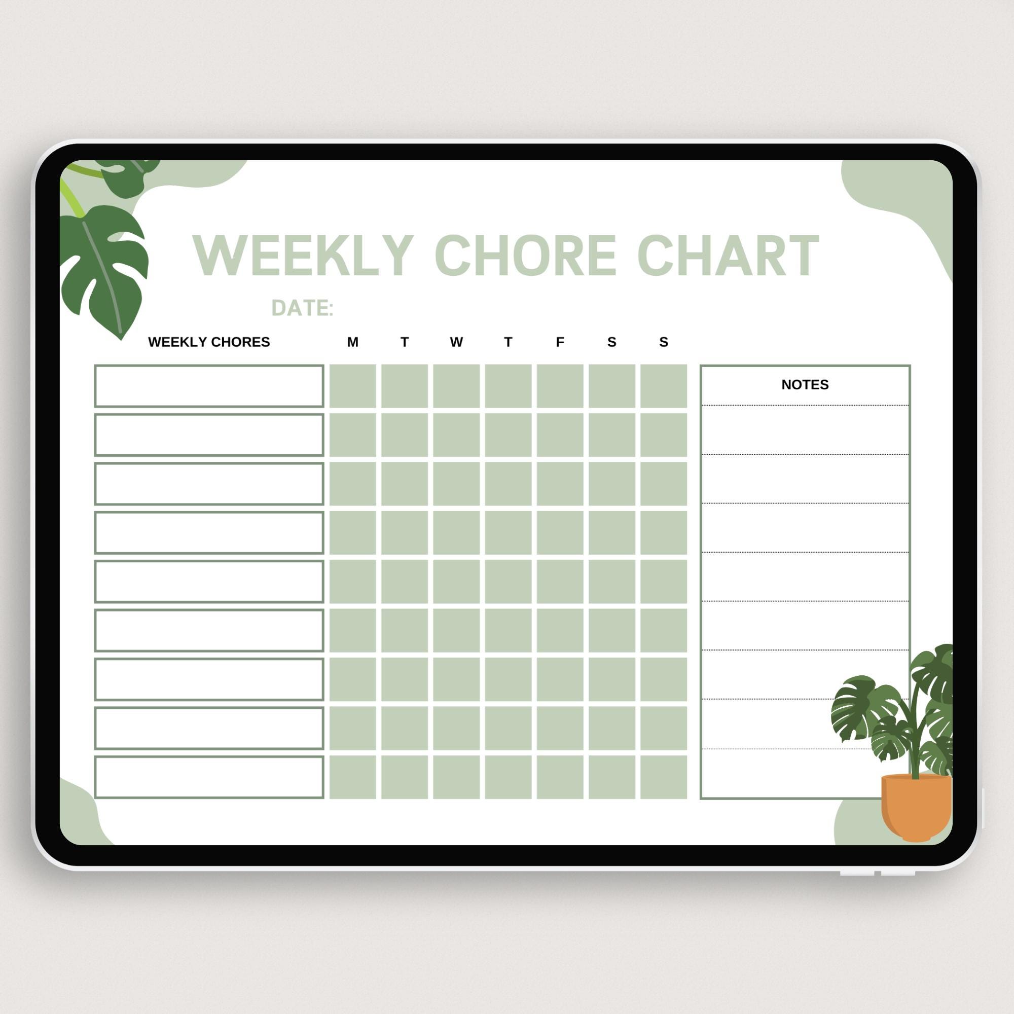 Editable Chore Chart, Printable Cleaning Schedule, Weekly Checklist ...