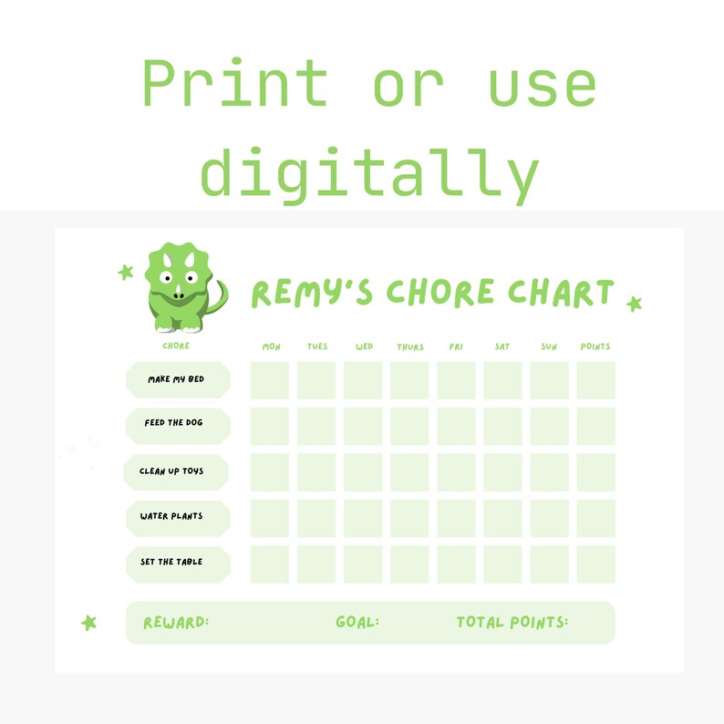 Editable Kids Chore Chart - Printable Responsibility Chart, Daily ...