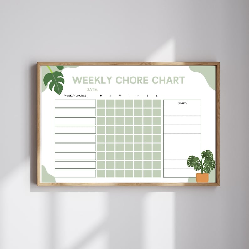 Editable Chore Chart, Printable Cleaning Schedule, Weekly Checklist ...