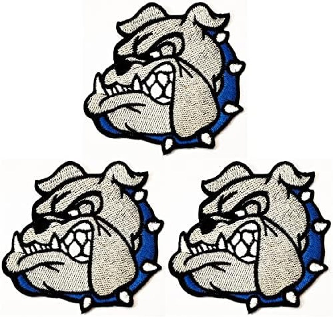 3pcs. Head Bulldog Patch With Blue Collar Cartoon Puppy DIY Iron on ...