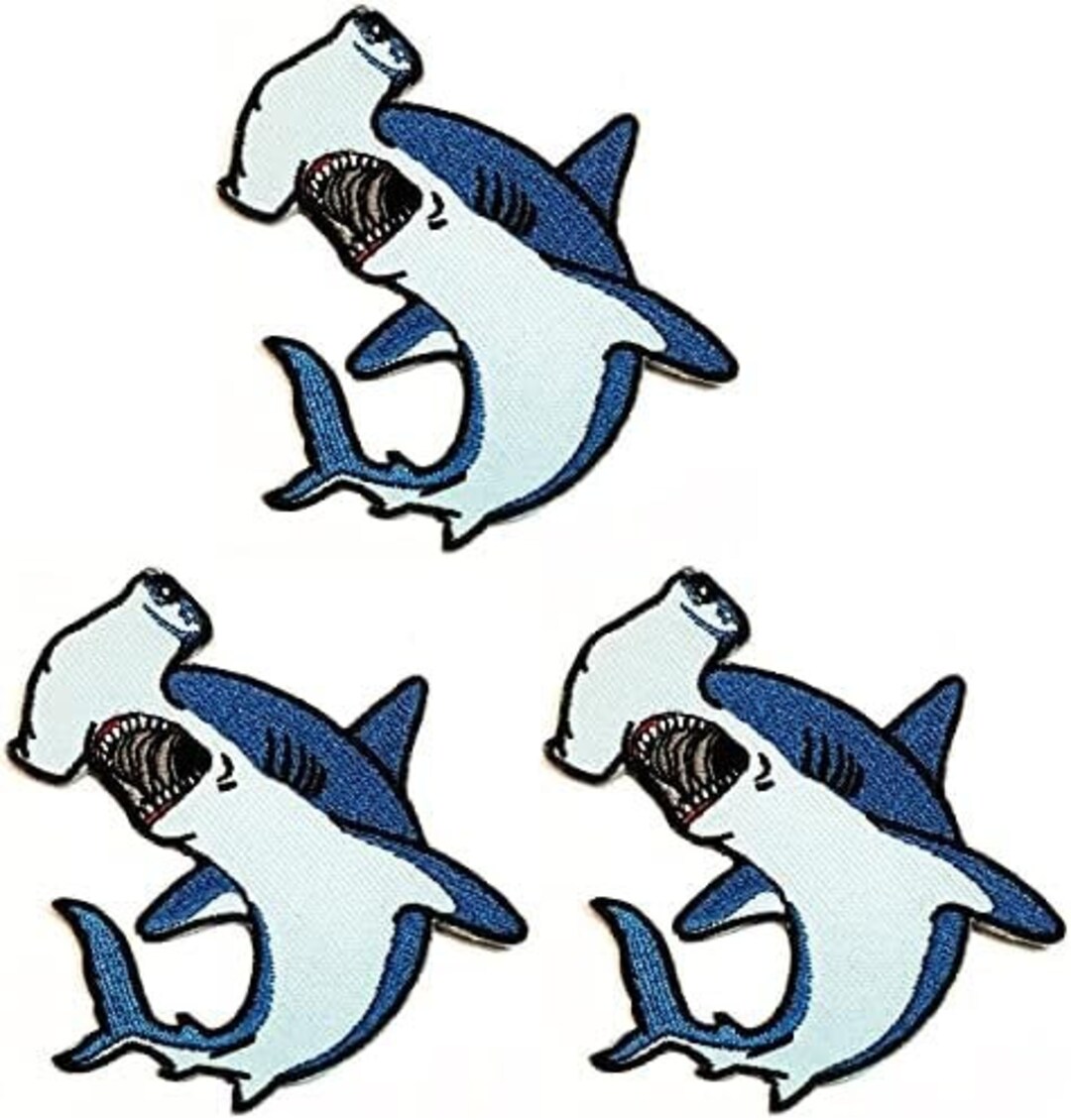3pcs. Hammerhead Shark Patches Fish Underwater Animal Embroidery Iron ...