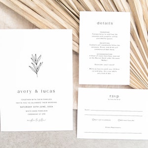 EDITABLE Wedding Invitation Native Flower Australian Rustic Minimalist ...