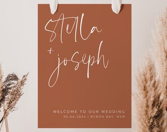 Minimal Wedding Welcome Sign Template Modern Calligraphy | Etsy