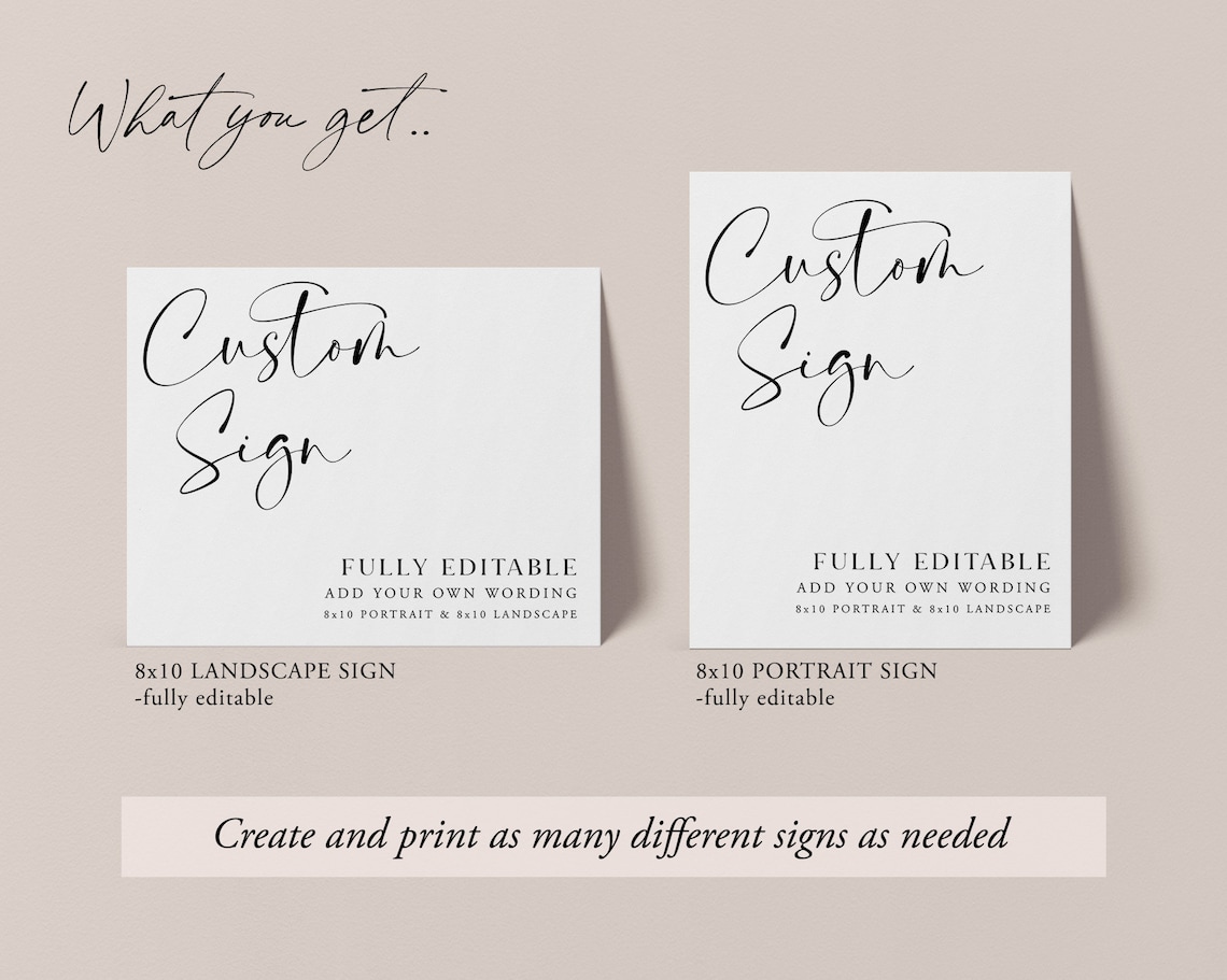 Editable Sign Template 8x10 Printable Sign Custom Sign | Etsy