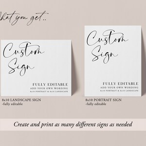 Editable Sign Template, 8x10 Printable Sign, Custom Sign Wedding ...