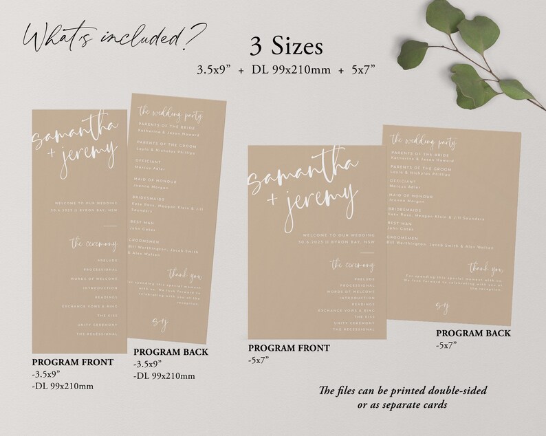 Modern Wedding Program Template Wedding Ceremony Program - Etsy