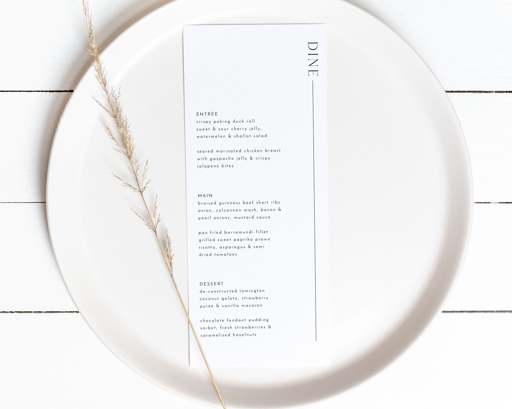 Minimal Wedding Menu Template Minimalist Wedding Menu Modern - Etsy ...