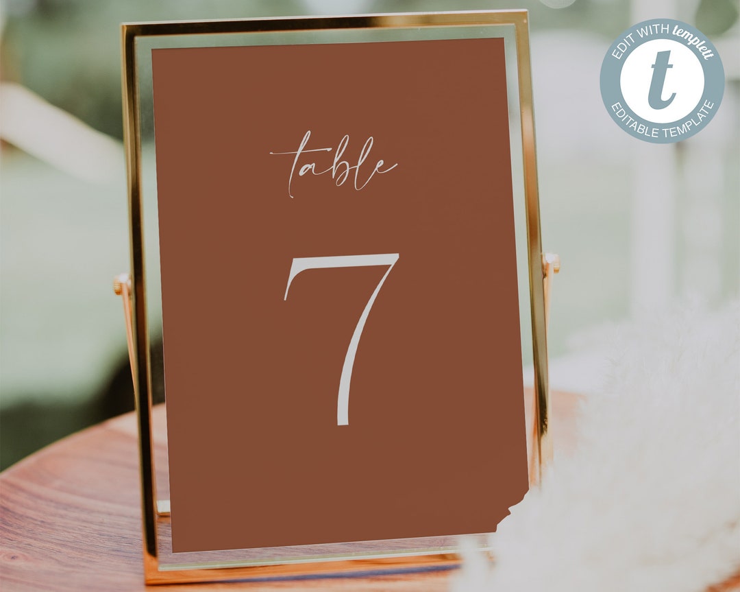 Modern Wedding Table Numbers, Wedding Table Numbers Template, Minimal ...