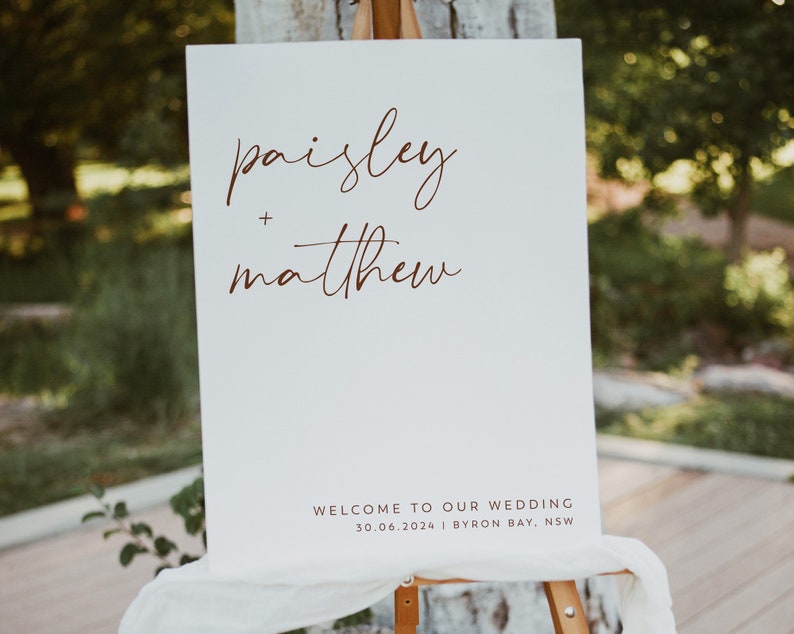 Minimal Wedding Welcome Sign Template Modern Calligraphy - Etsy