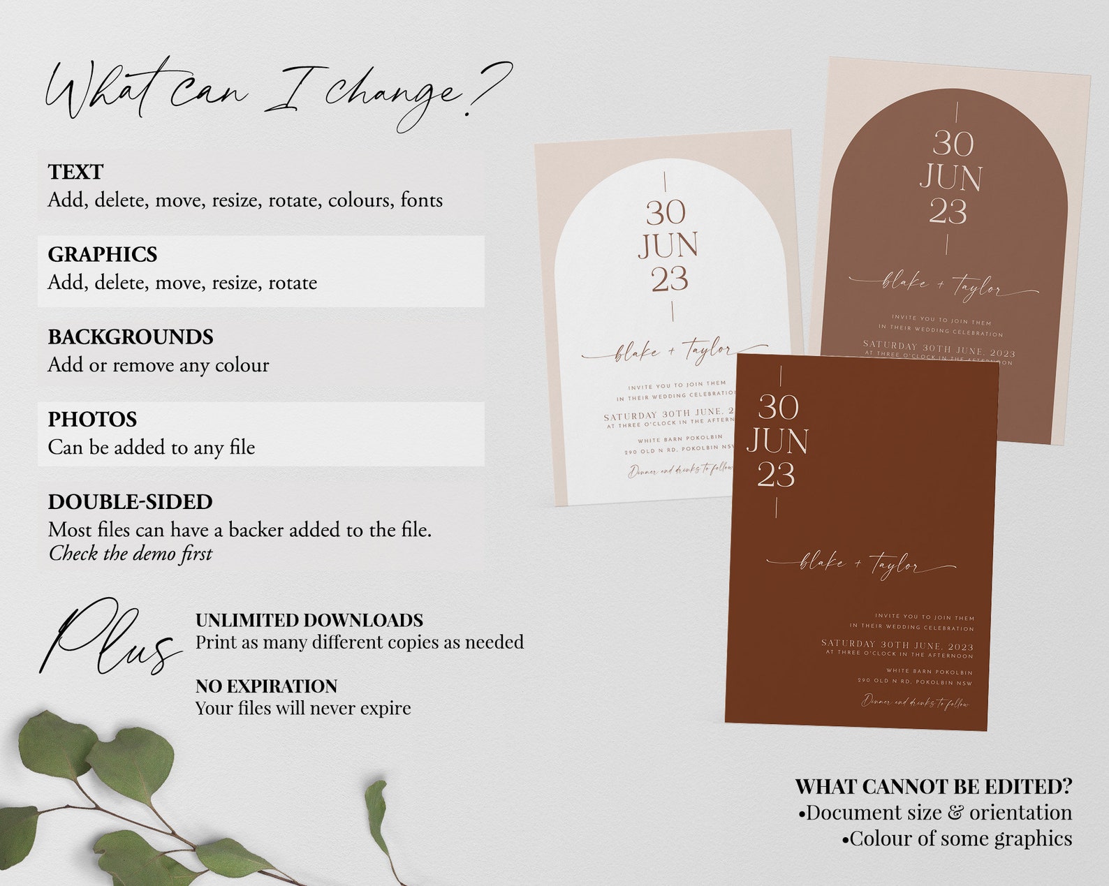 Arch Wedding Invitation Template Set Minimalist Wedding | Etsy