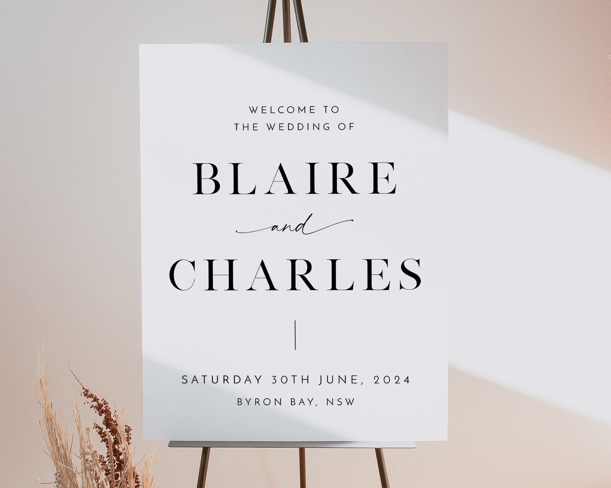 Minimalist Wedding Welcome Sign Template Modern Calligraphy - Etsy