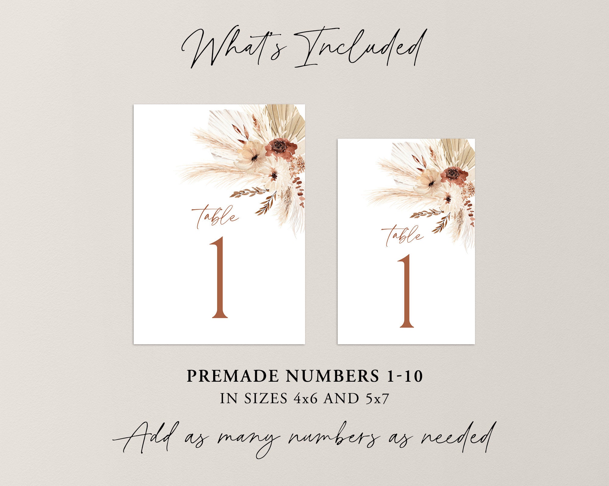 Printable Boho Table Numbers Template Modern Wedding Table - Etsy
