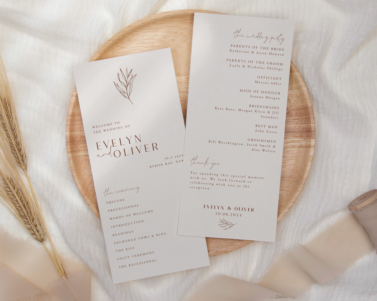 Boho Wedding Program Template Modern Wedding Program - Etsy