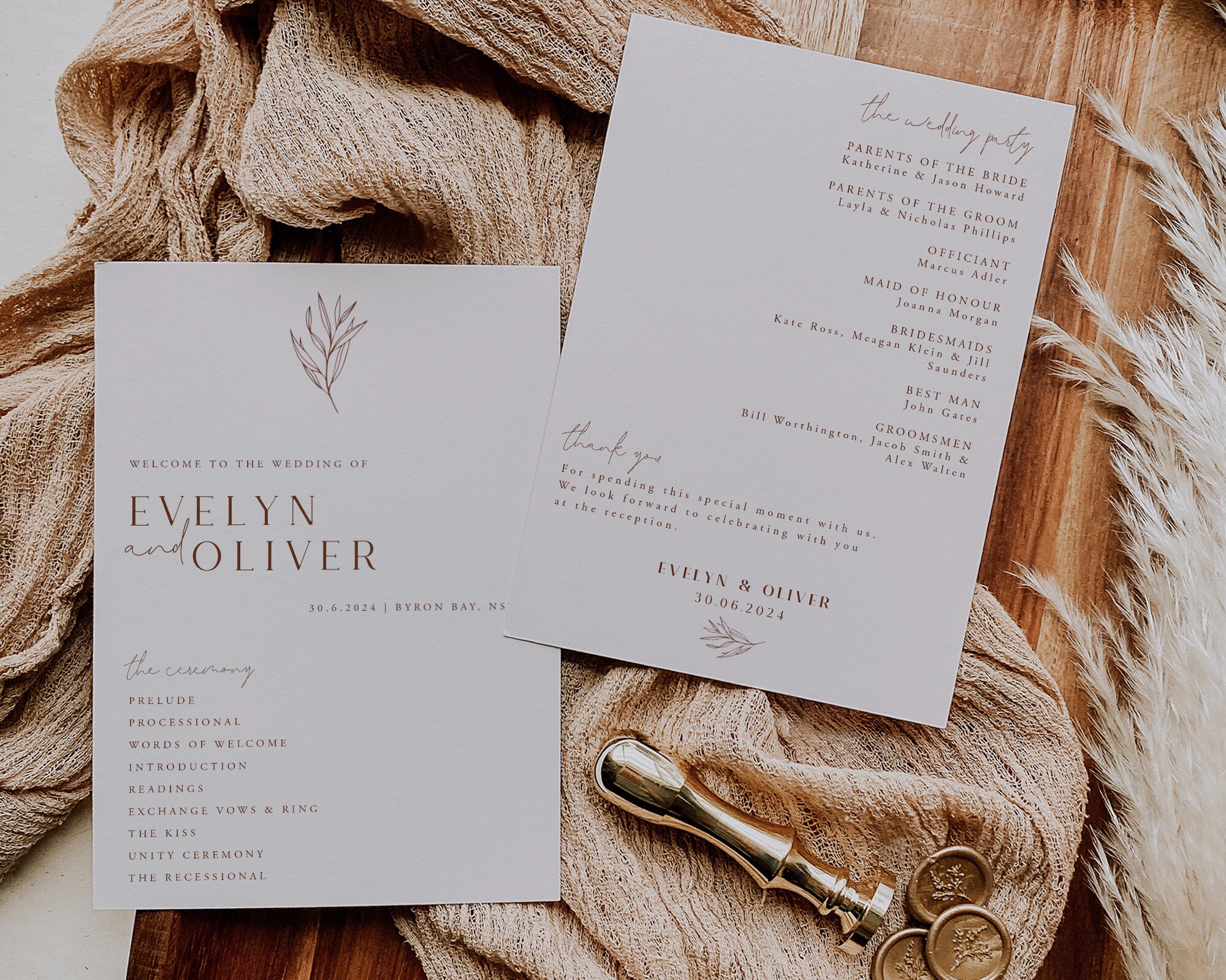 Boho Wedding Program Template Modern Wedding Program - Etsy