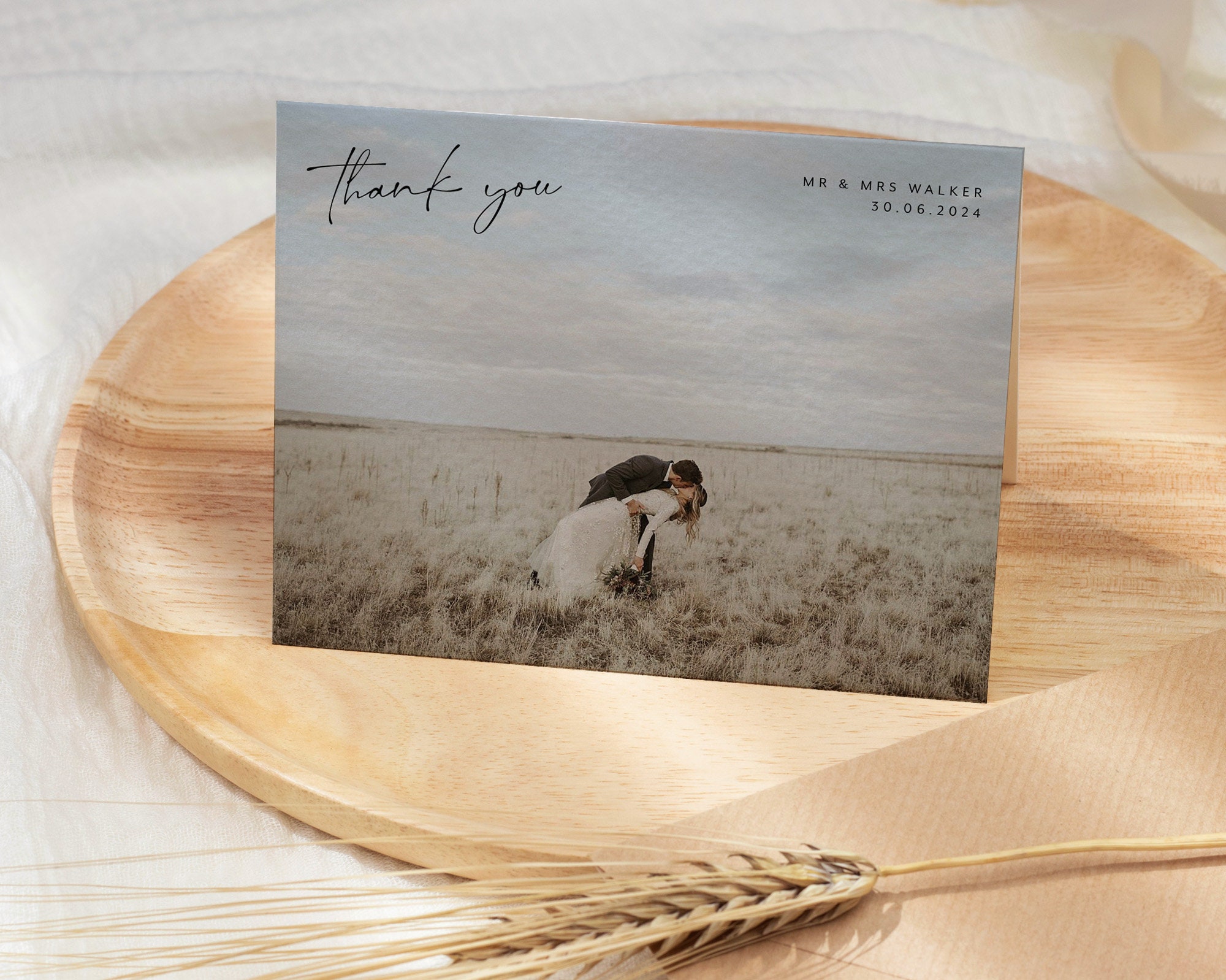 Wedding Thank You Card With Photo Printable Thank You Card | Etsy