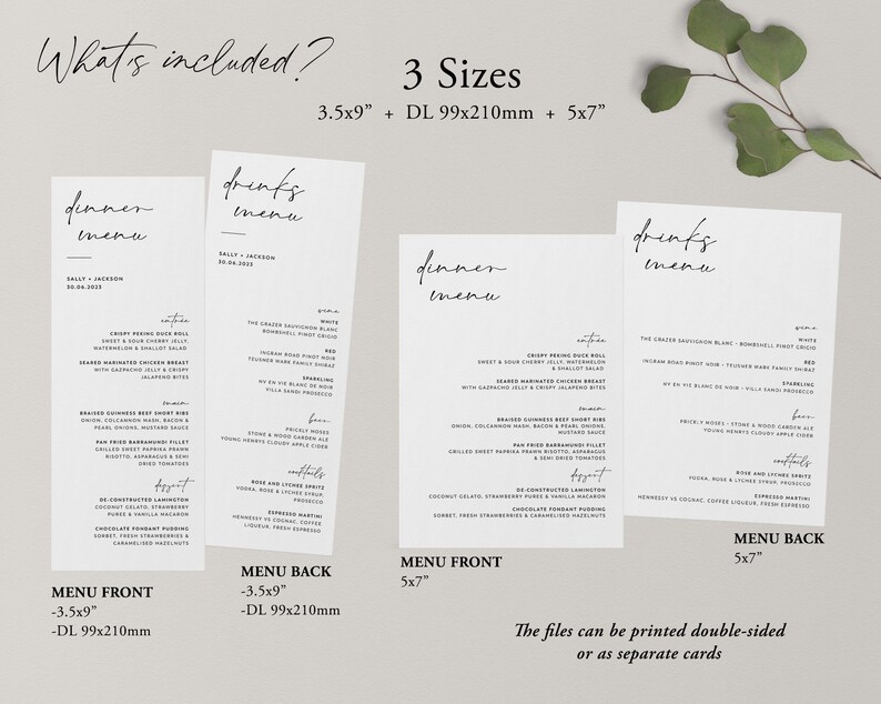 Minimal Wedding Menu Template Minimalist Wedding Menu Modern | Etsy
