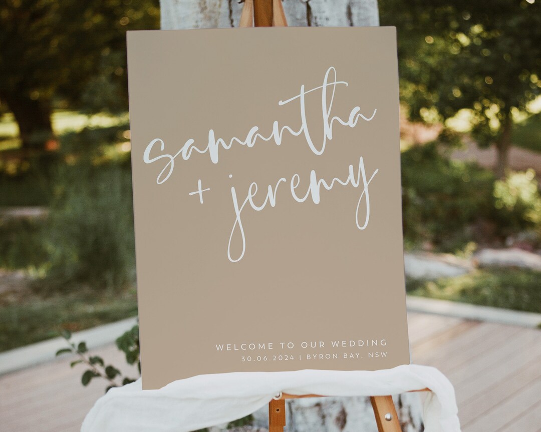 Minimalist Wedding Welcome Sign Template, Modern Calligraphy Sign ...