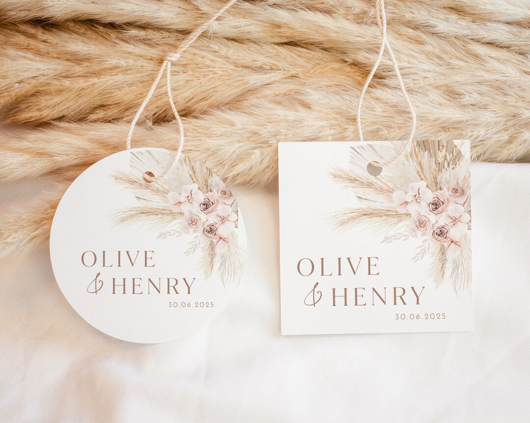 Boho Floral Wedding Favor Tag Template, Boho Favour Tag, Printable ...