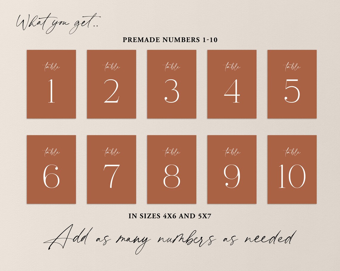 Modern Wedding Table Numbers Wedding Table Numbers Template - Etsy