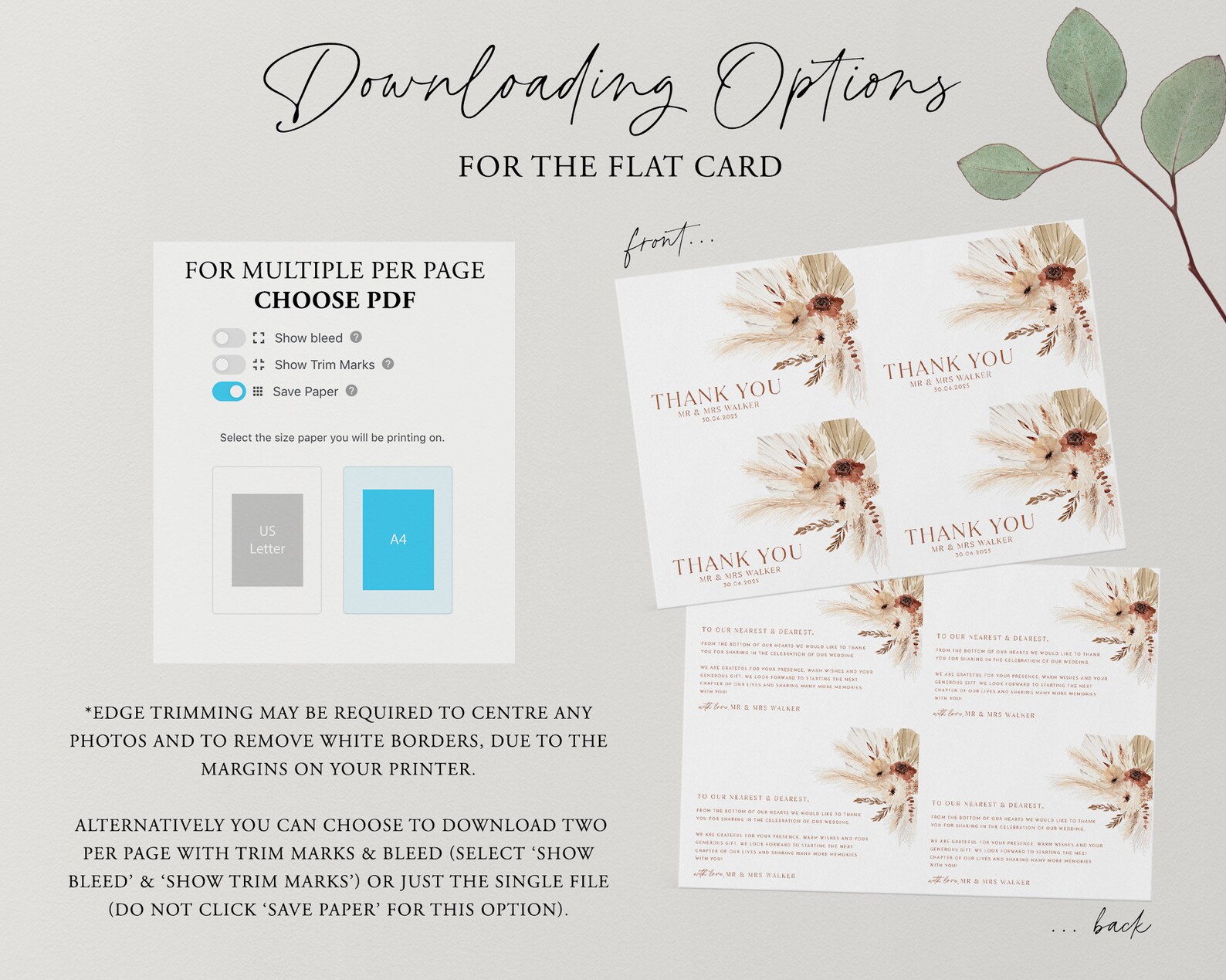 Boho Thank You Card Template Printable Thank You Card | Etsy