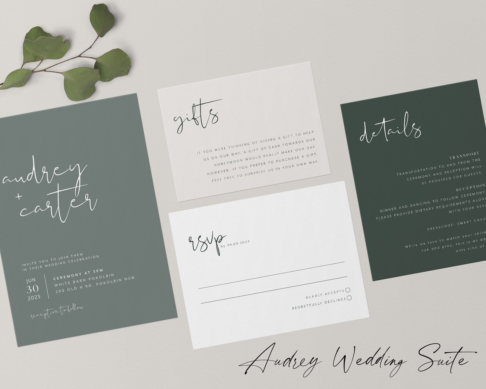 Modern Minimal Wedding Invitation Template Set Printable Rust - Etsy