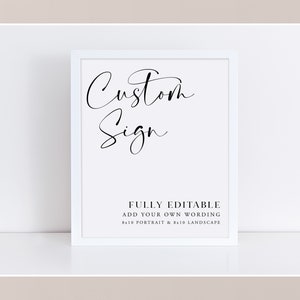 Editable Sign Template, 8x10 Printable Sign, Custom Sign Wedding ...