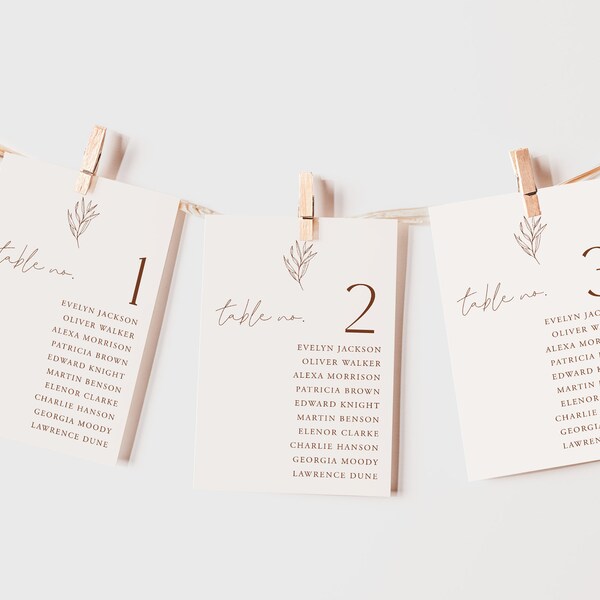 Table Seating Number Template - Etsy