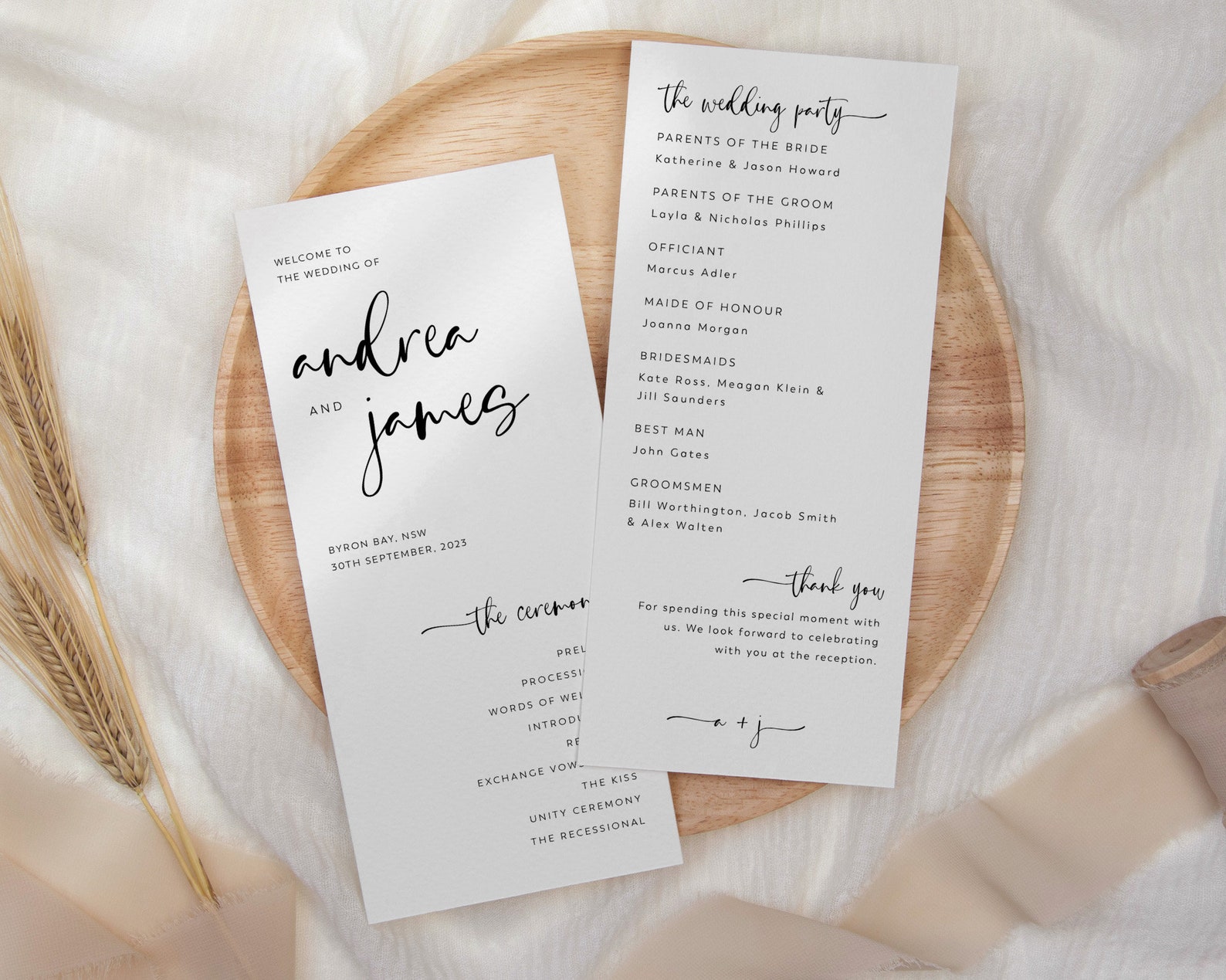 Minimalist Wedding Program Wedding Program Template Modern - Etsy