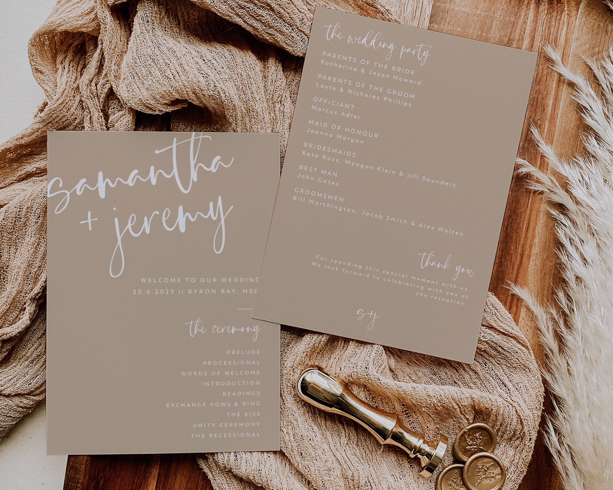 Modern Wedding Program Template Wedding Ceremony Program | Etsy