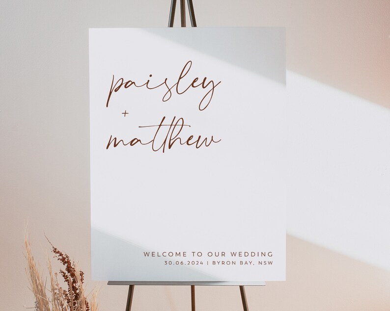 Minimal Wedding Welcome Sign Template Modern Calligraphy - Etsy
