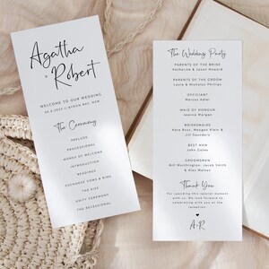 Minimalist Wedding Program Template, Modern Wedding Program, Minimal ...