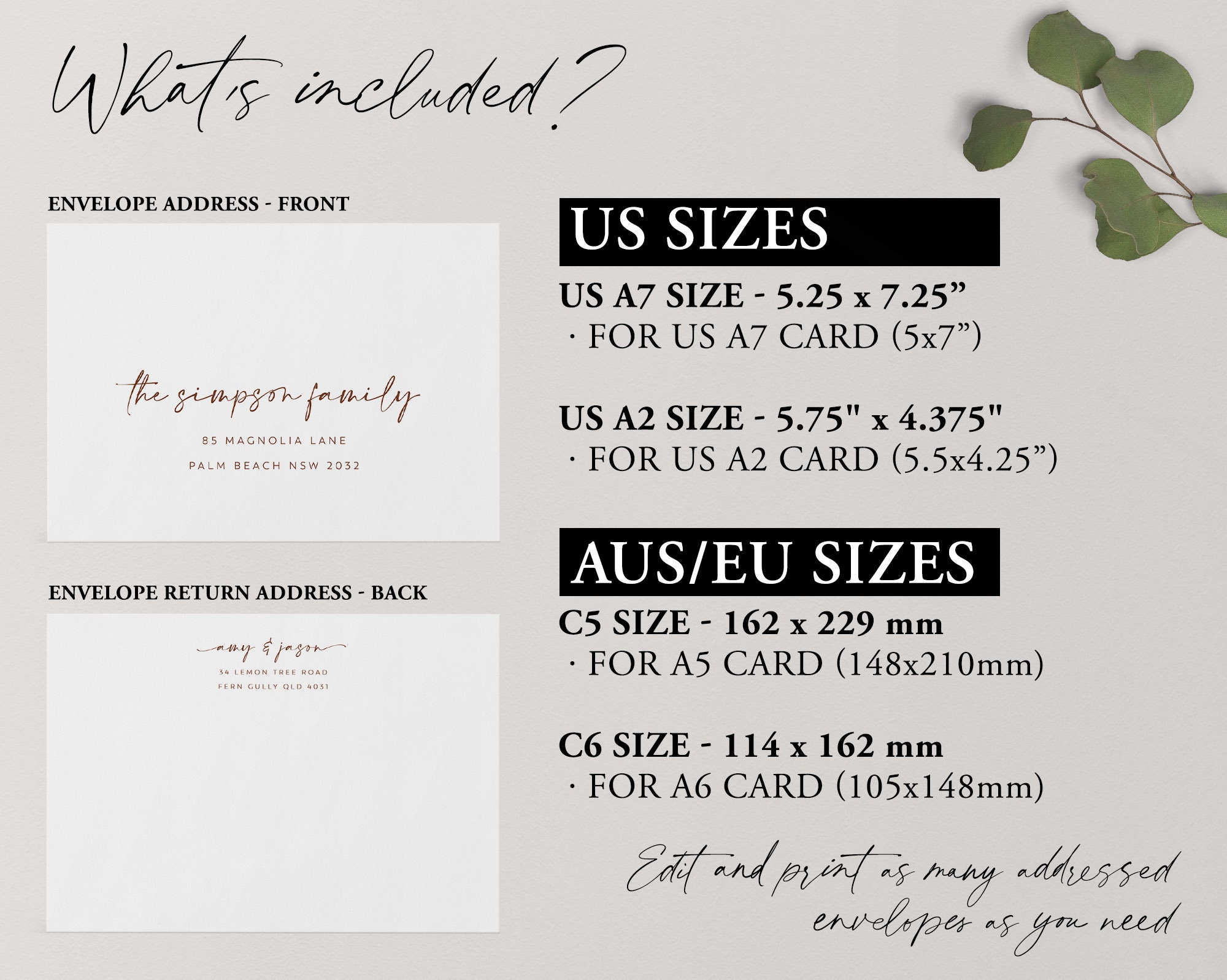 Envelope Template Printable Envelope Address Template Modern - Etsy