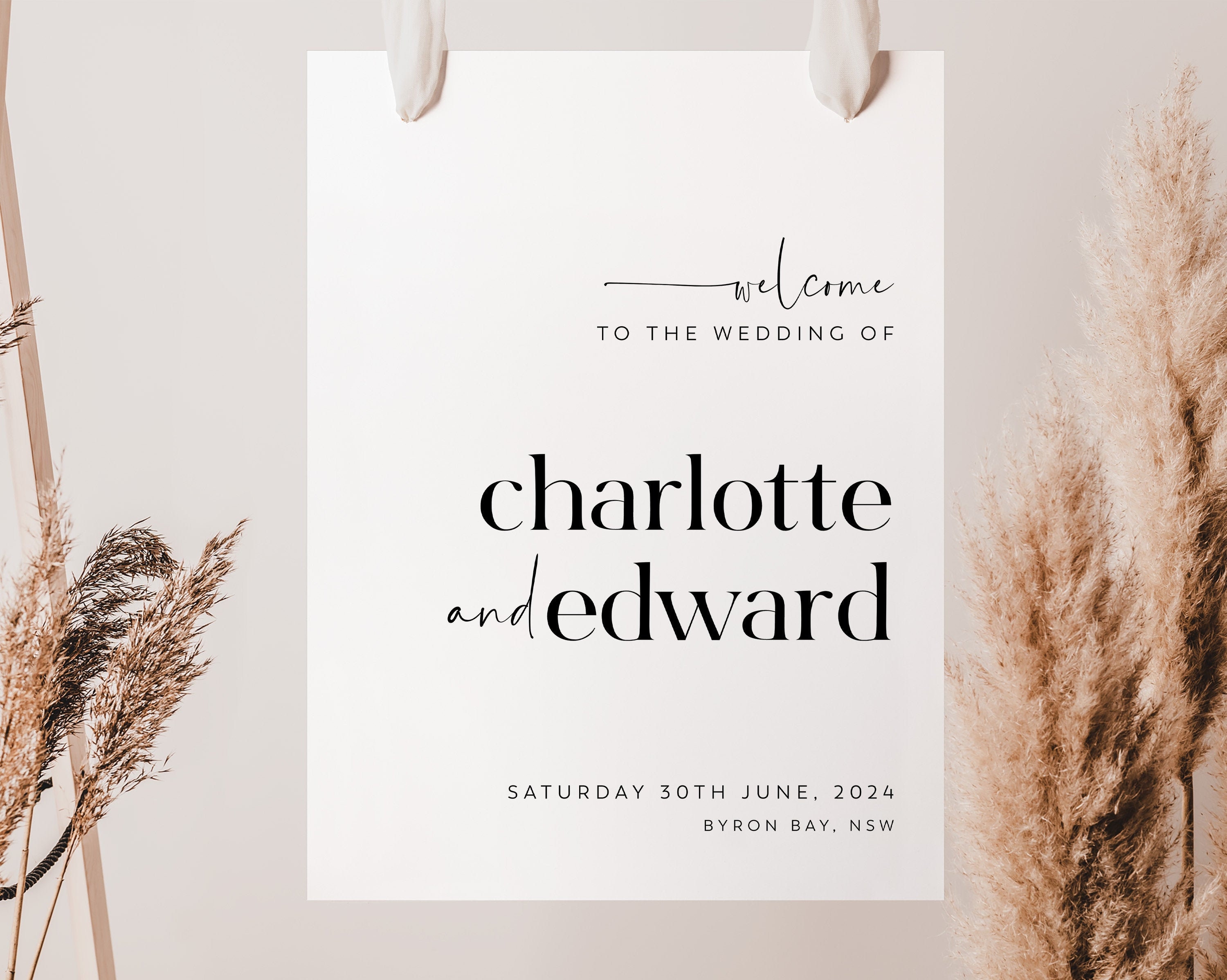 Minimalist Wedding Welcome Sign: Modern Calligraphy Template (printable ...